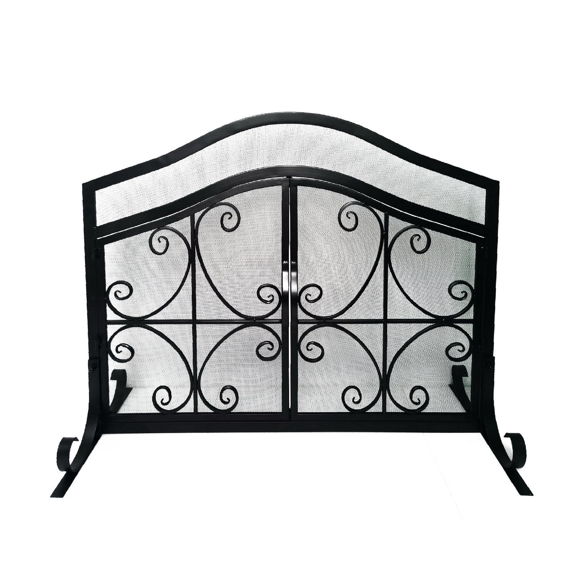 Winston Porter Analeiah 43 Inches 2 Door Iron Fireplace Screen, Mesh ...