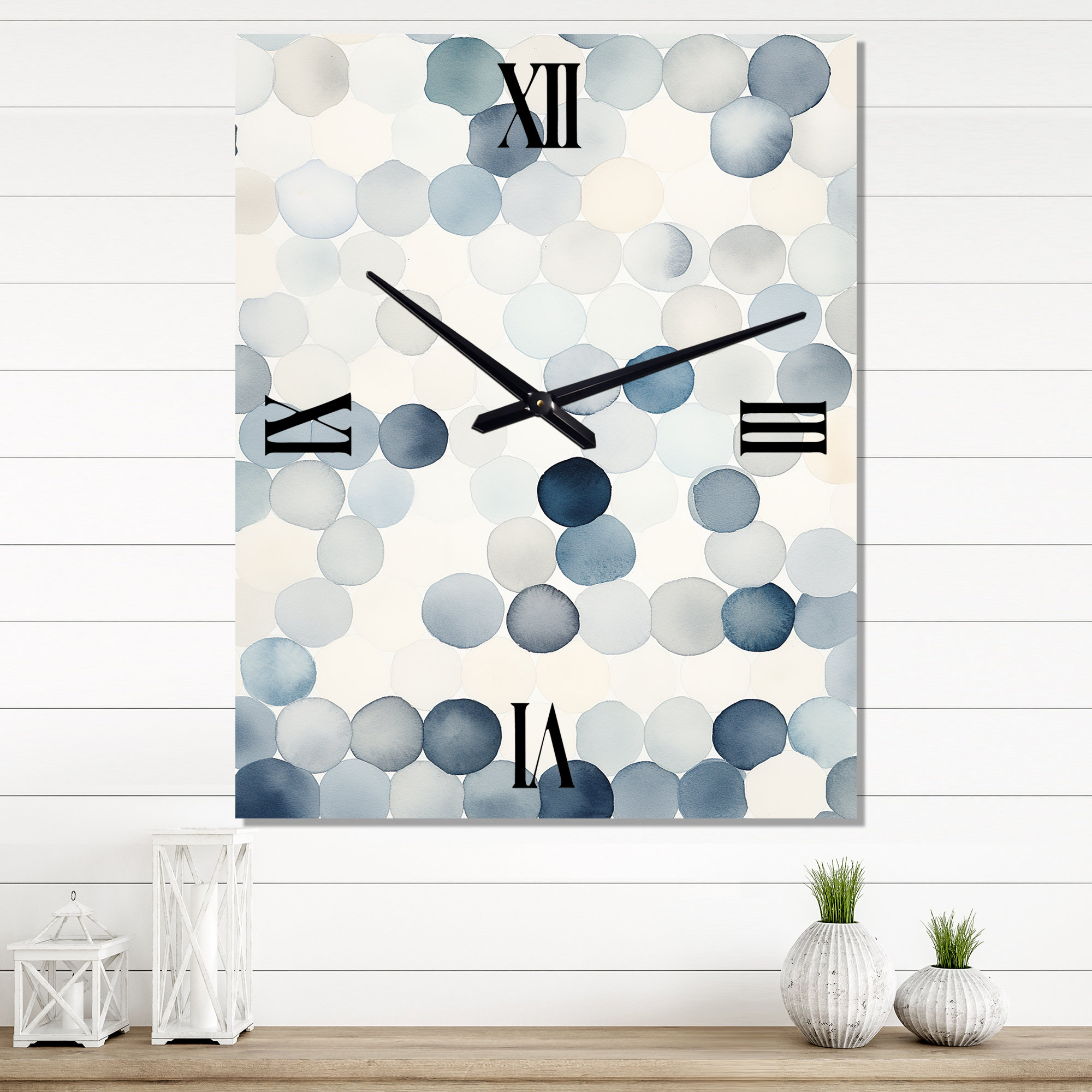 Design Art Circle Matrix Watercolor In Faded Retro Blue I - Modern ...