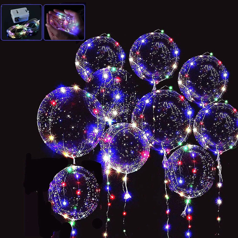 HOMEYA 10PACK 20Inch LED Light Up Bobo Balloons Colourful String Lights ...