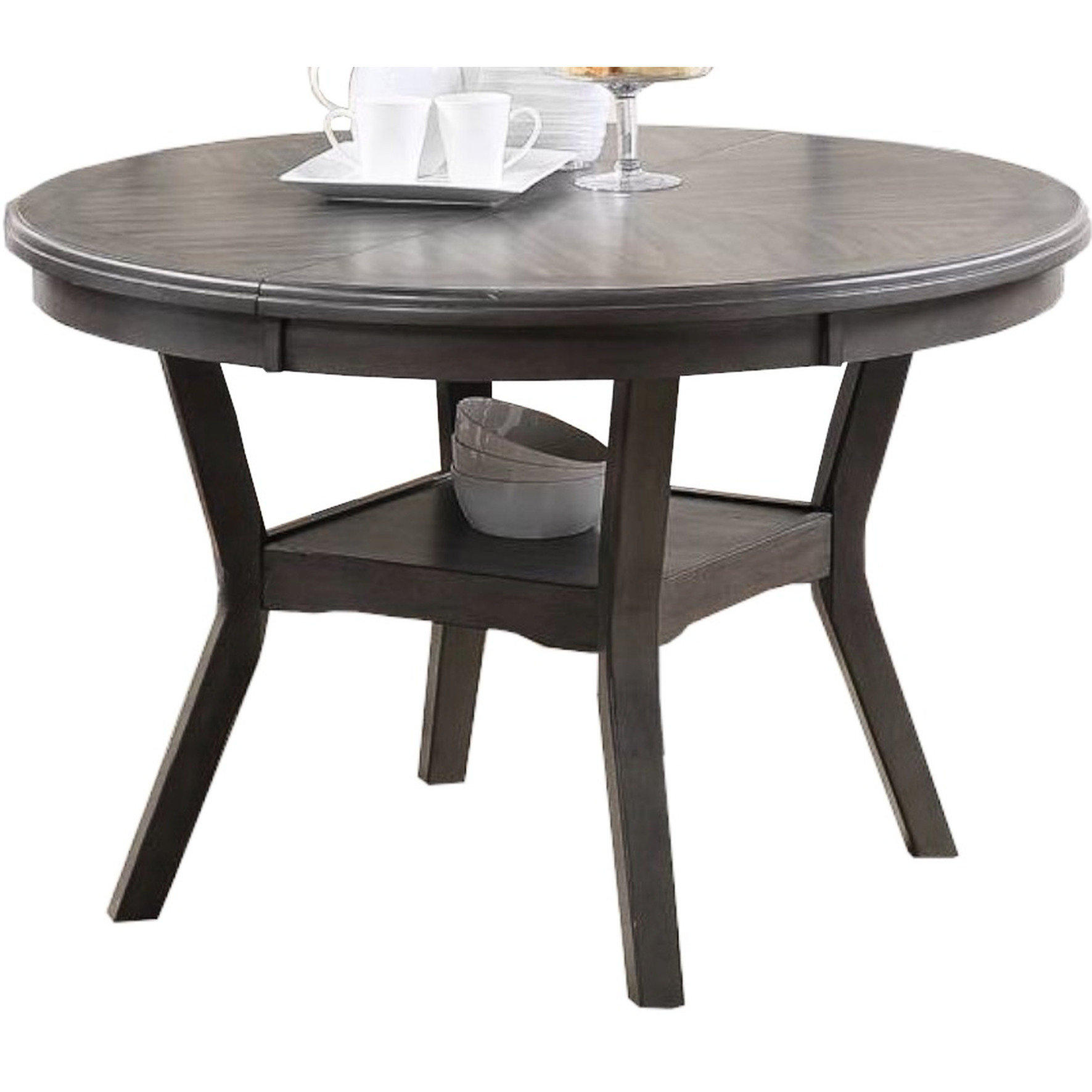 Winston Porter Round Gray Dining Table, Shelved, Crafted From ...