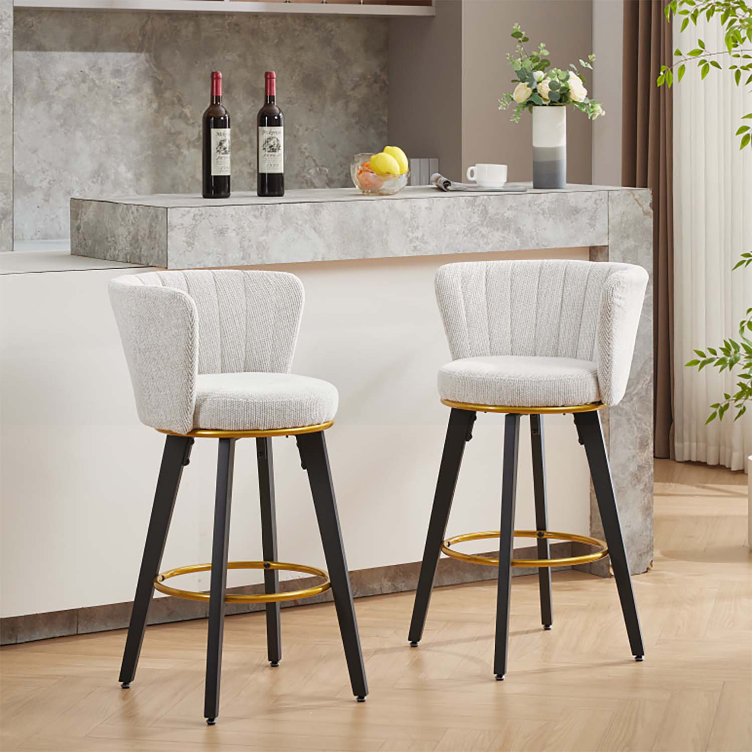 Mercer41 Charming Counter Height Bar Stools Set with Swivel and ...