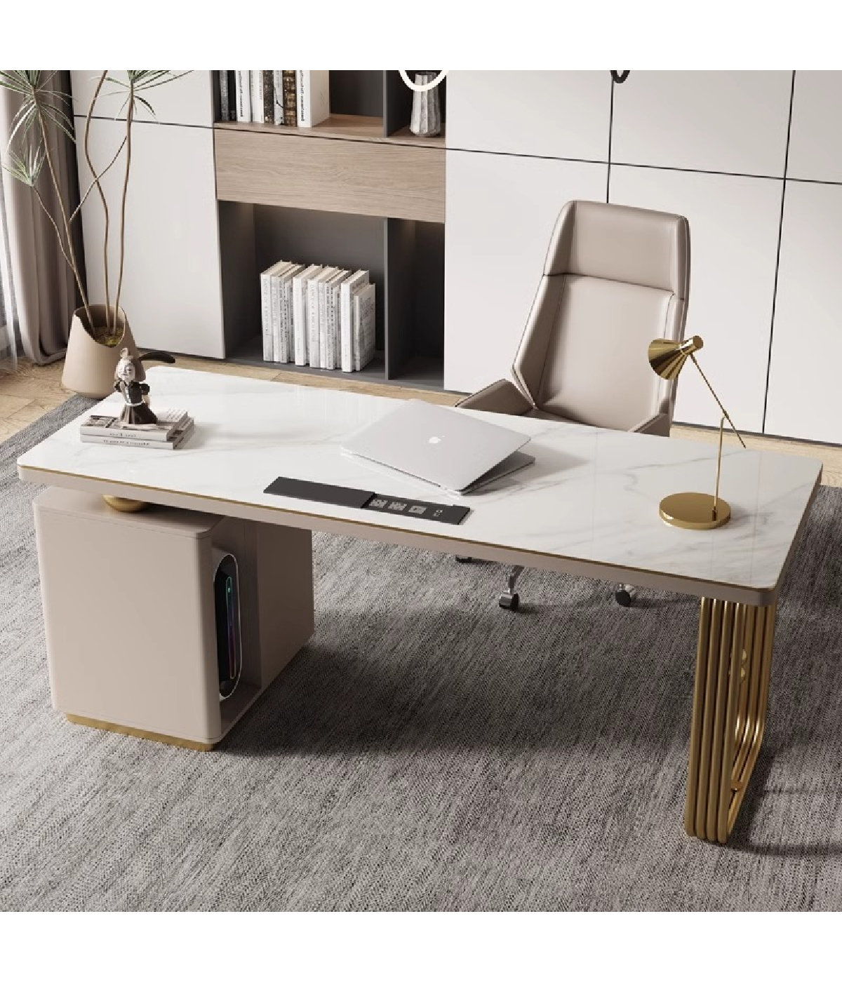 Stella Trek Rock Plate High-End Office Desk with Modern Minimalist and ...