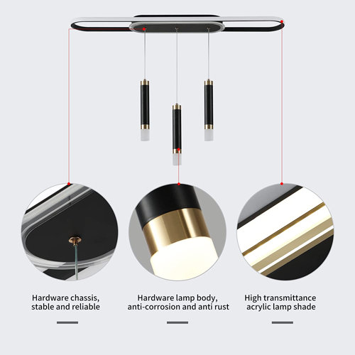 Ivy Bronx Muscato 3 - Light Black LED Kitchen Island Pendant & Reviews ...