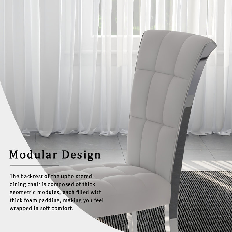 Orren Ellis White And Silver Dining Chairs Set Of 4 | Wayfair