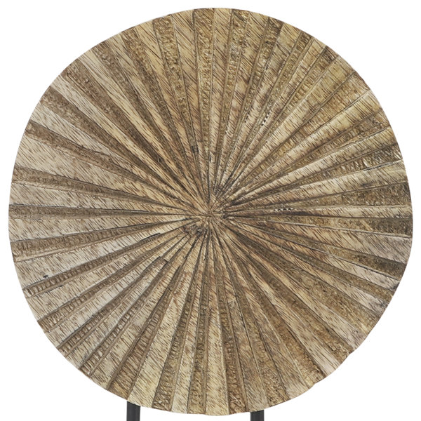 Greyleigh™ 12" Wooden Pinwheel Sculpture - A Natural Brown Circular ...