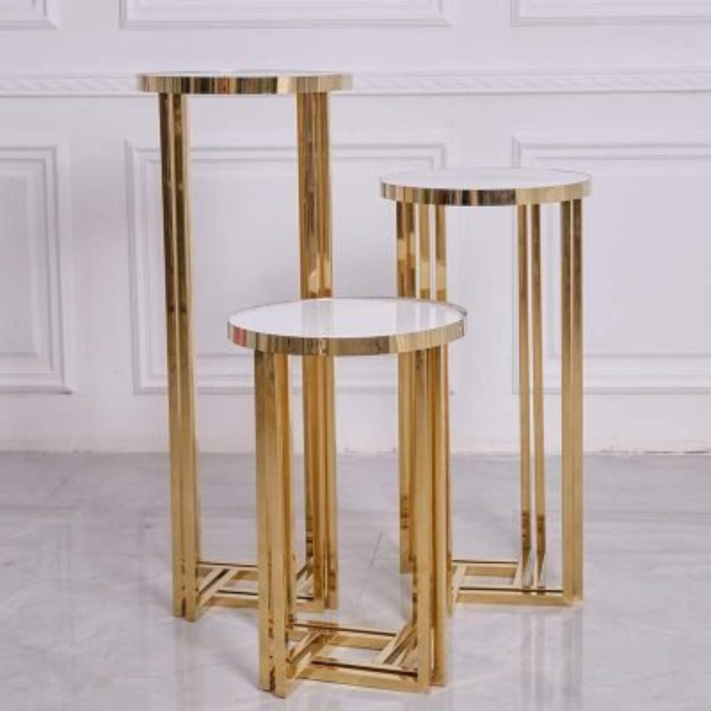 Le Prise™ Milne 3 Piece Metal Gold Round Pedestal Columns for Wedding ...