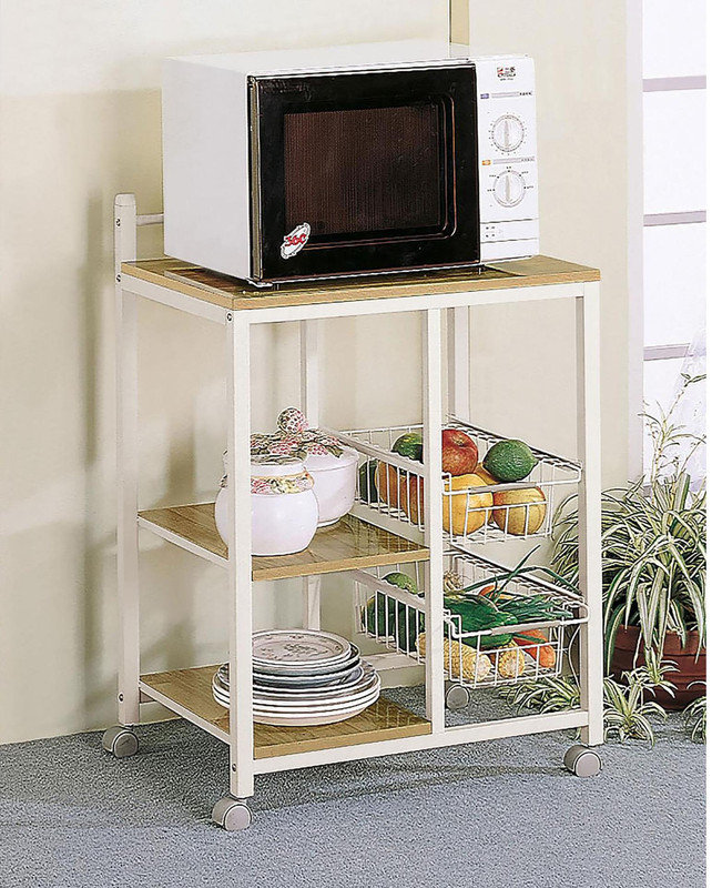 IRHOMA white kitchen cart Sturdy living room cart for easy storage ...