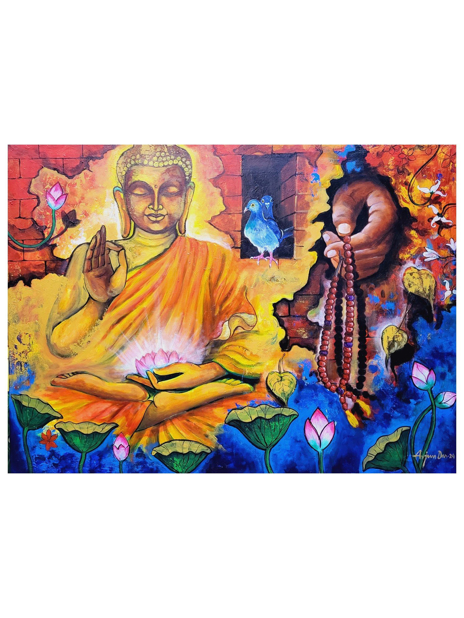 Exotic India Devotion Of Buddha | Acrylic On Canvas | By Arjun Das ...
