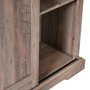 Gracie Oaks Rustic Farmhouse Storage Cabinet Bookcase with Sliding Barn ...
