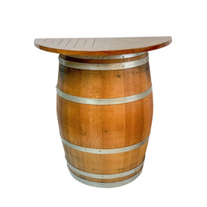 MGP Split Wine Barrel Stand With Teak Wood Table Top, 36"W X 36"H X 13 ...