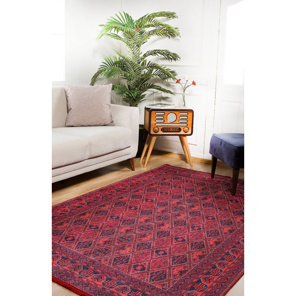 Hargun Usso Medallion Machine Woven Red Area Rug | Wayfair.co.uk