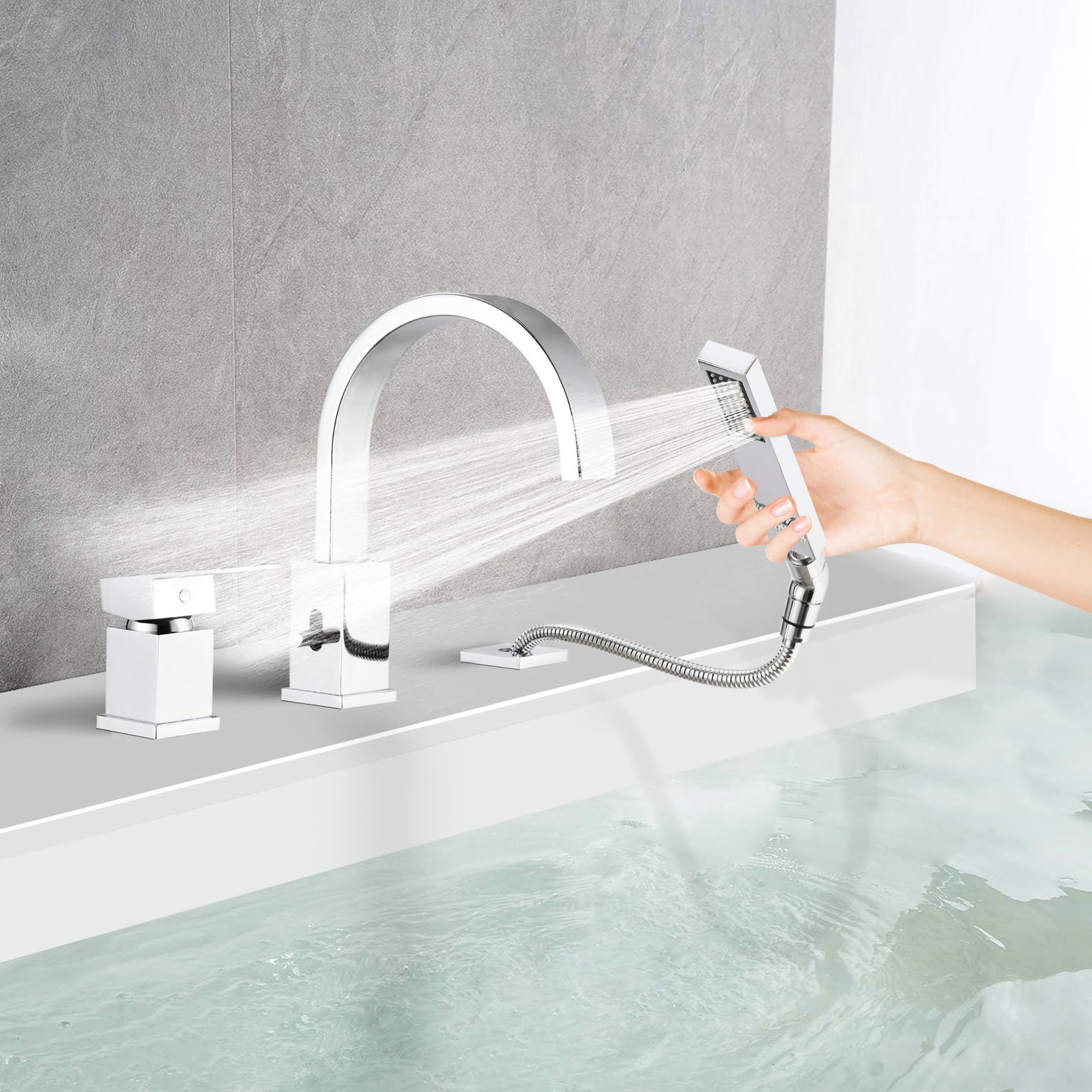 RoseateRustic Waterfall Bathtub Faucet With Handheld Shower - 16 ...