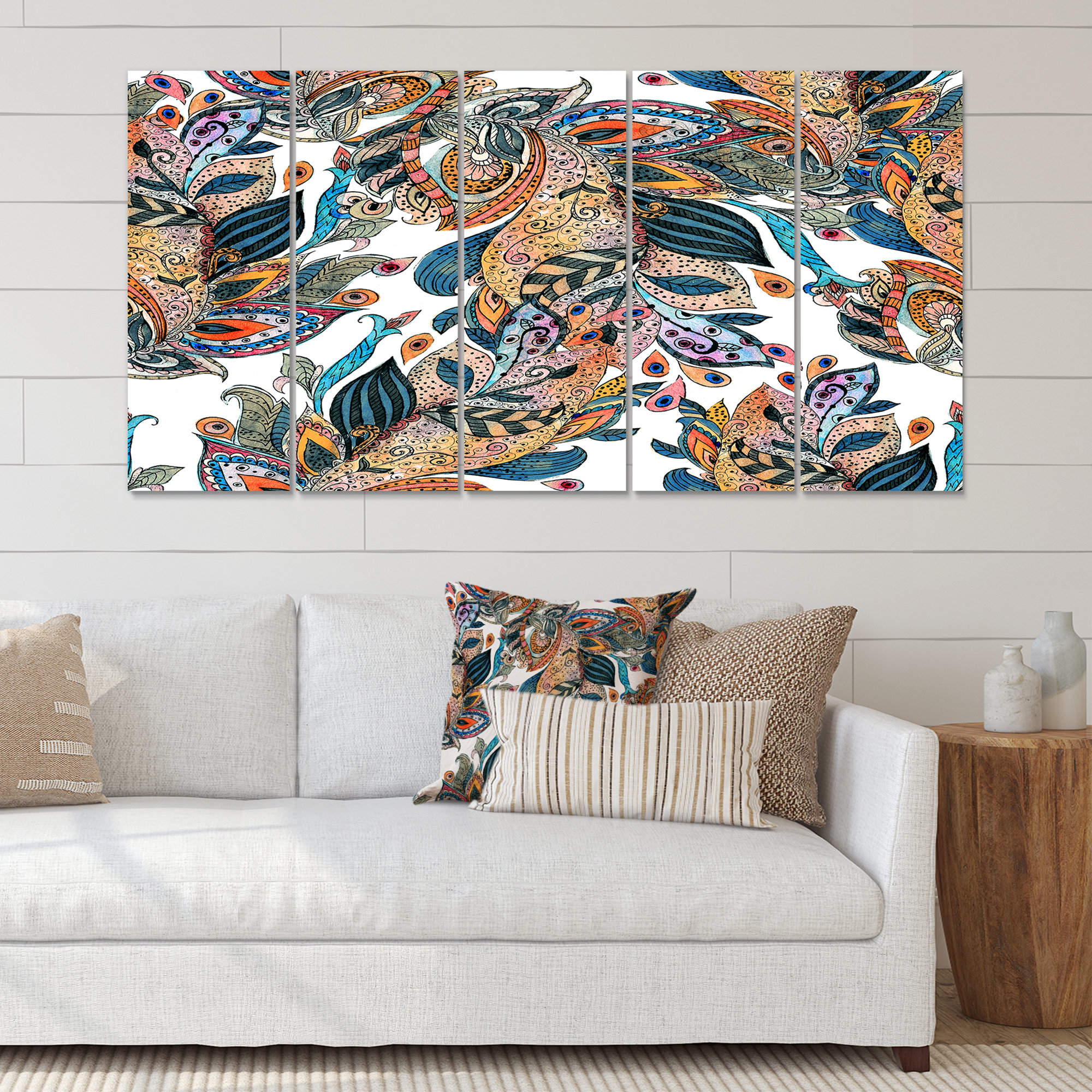 East Urban Home Floral Seamless Abstract Texture - 5 Piece Wrapped ...