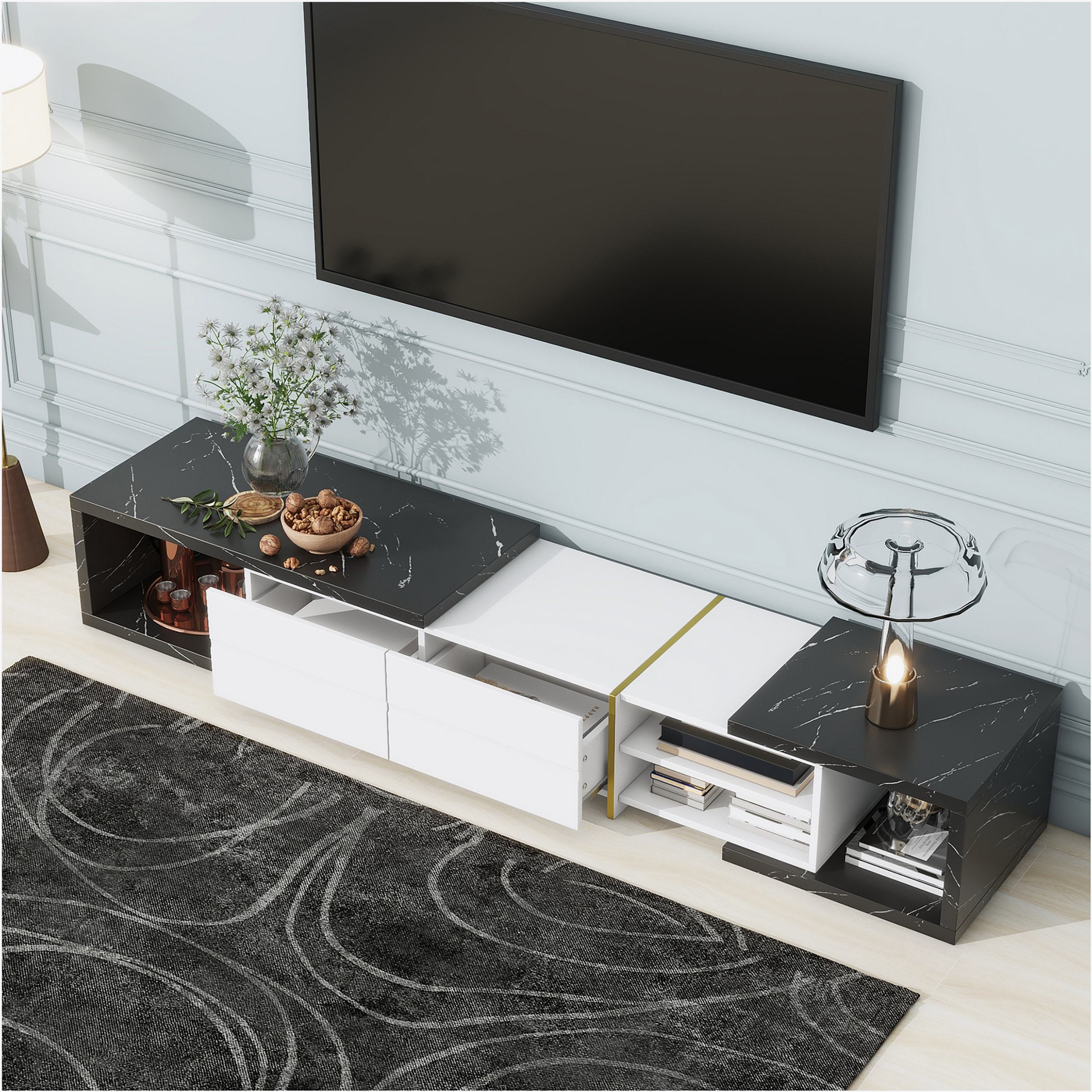Wrought Studio Extendable TV Stand with Video, 100" TV - Wayfair Canada