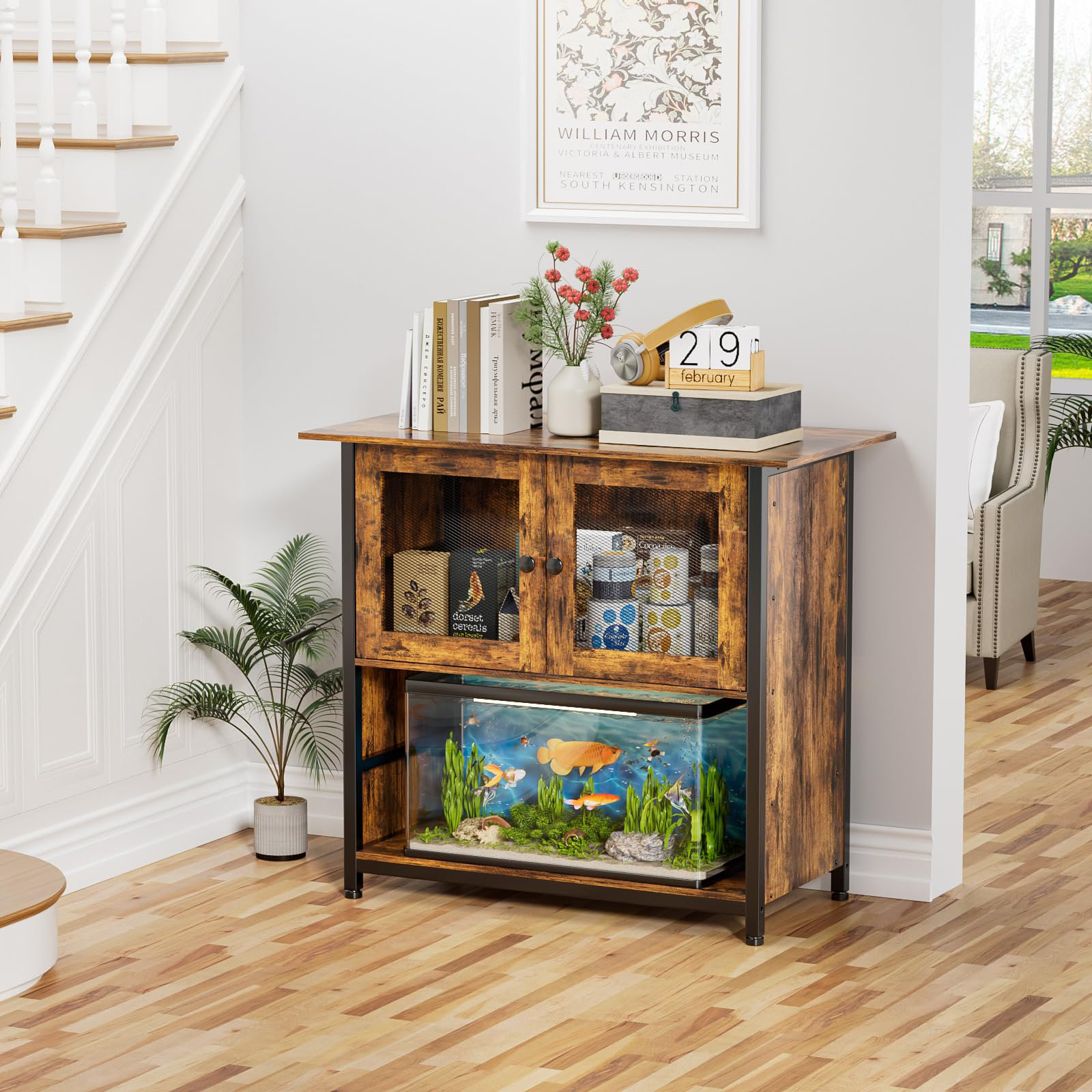 17 Stories 40-50 Gallon Fish Tank Stand: Large Metal Frame Double ...