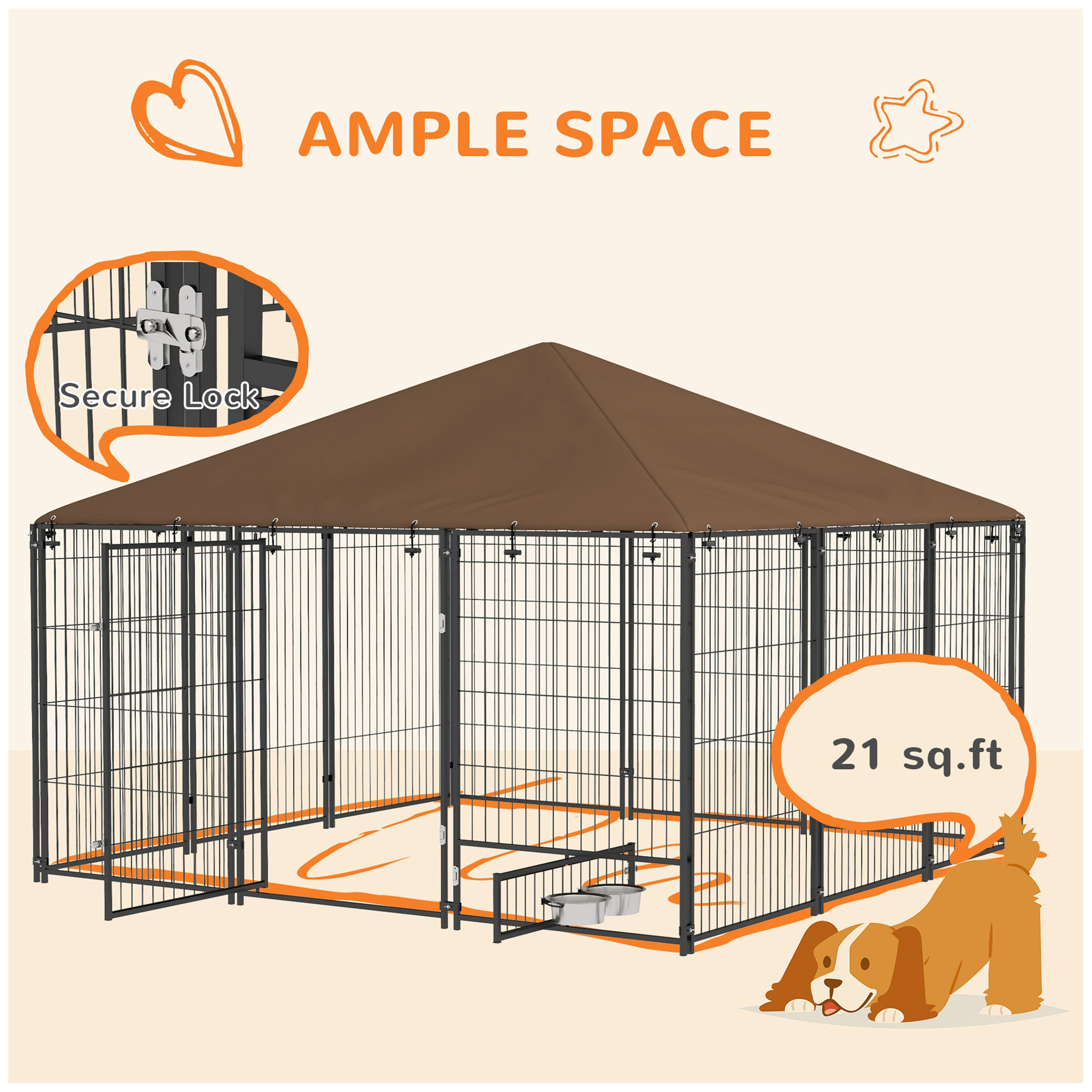 One Allium Way Outside Dog Kennel, 6.9' x 6.9' x 5' Puppy Play Pen with ...