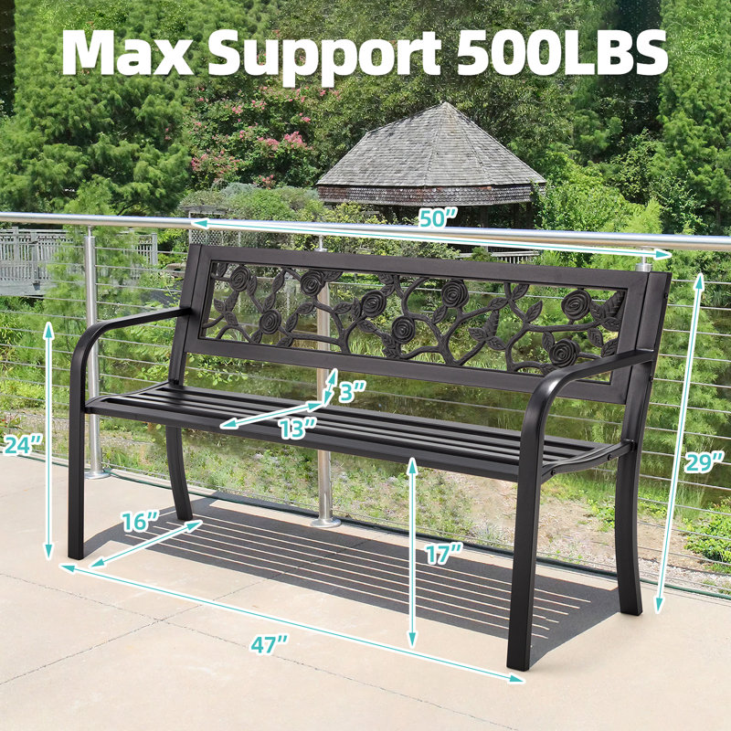 Winston Porter Metal Outdoor Bench & Reviews | Wayfair