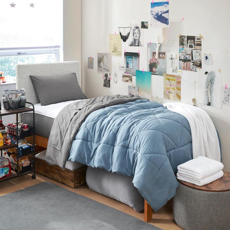 DormCo Packs 8 Piece Starter College Dorm Reversible Bedding Package ...