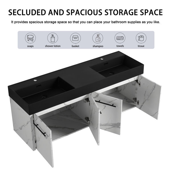 Latitude Run® 60" Bathroom Vanity with Sink, 60 Inch Floating Vanity ...