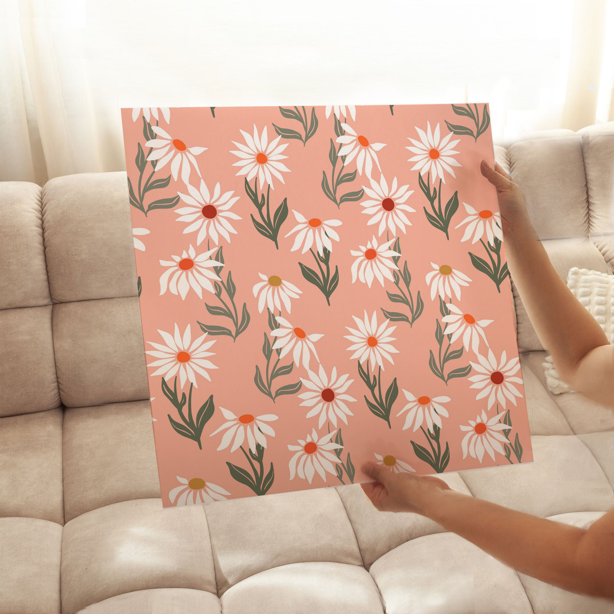 Winston Porter Floral Pink Retro Daisies Cottage Unframed Art Print ...