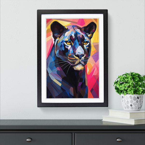 17 Stories Panther Cubism No.2 - Single Picture Frame Print on Wood ...