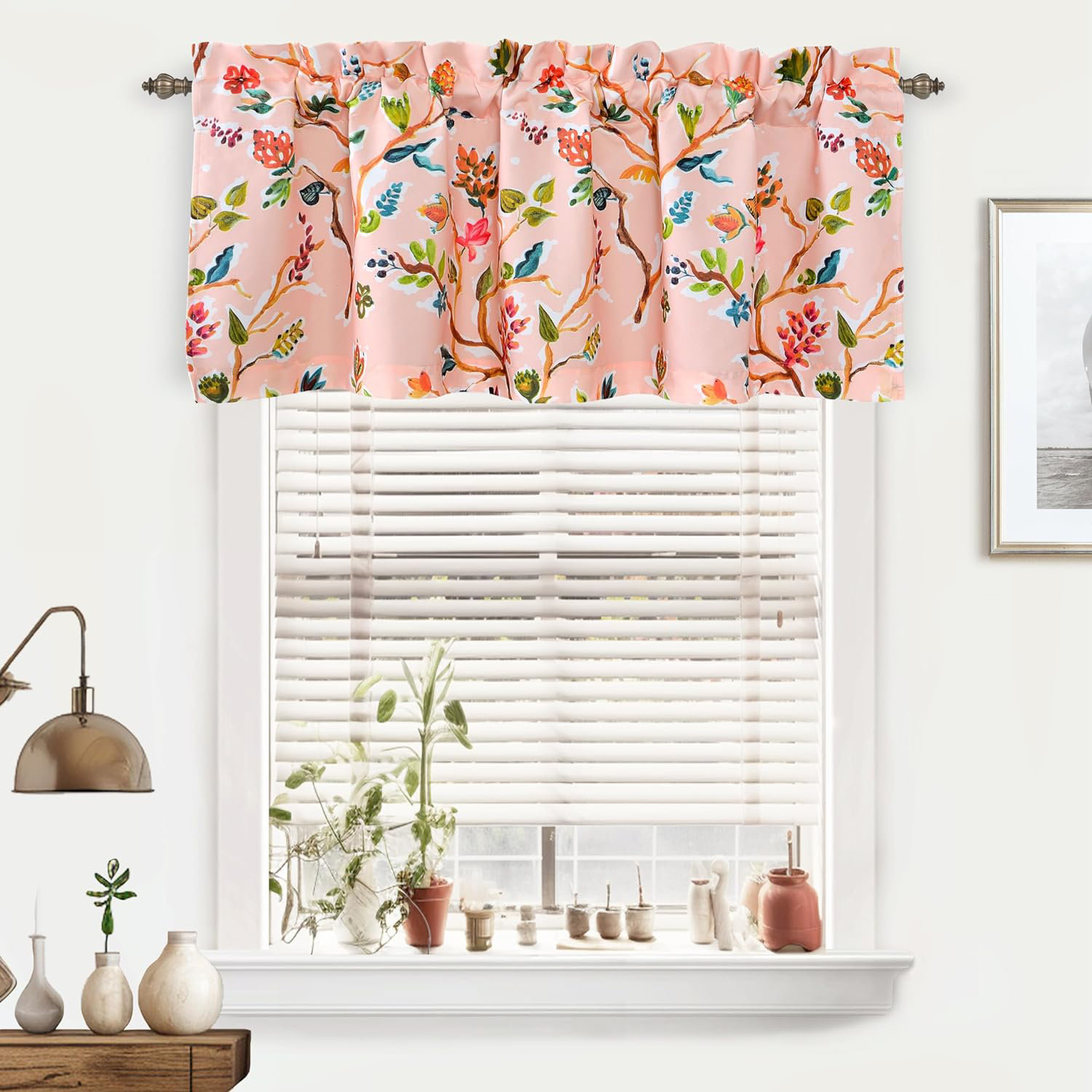 Red Barrel Studio® Adalie Floral Kitchen Valance 52" Window Valance ...