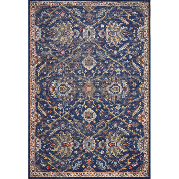 Bungalow Rose Cruce Performance Royal Blue/Copper/Teal/Tan/Beige Rug ...