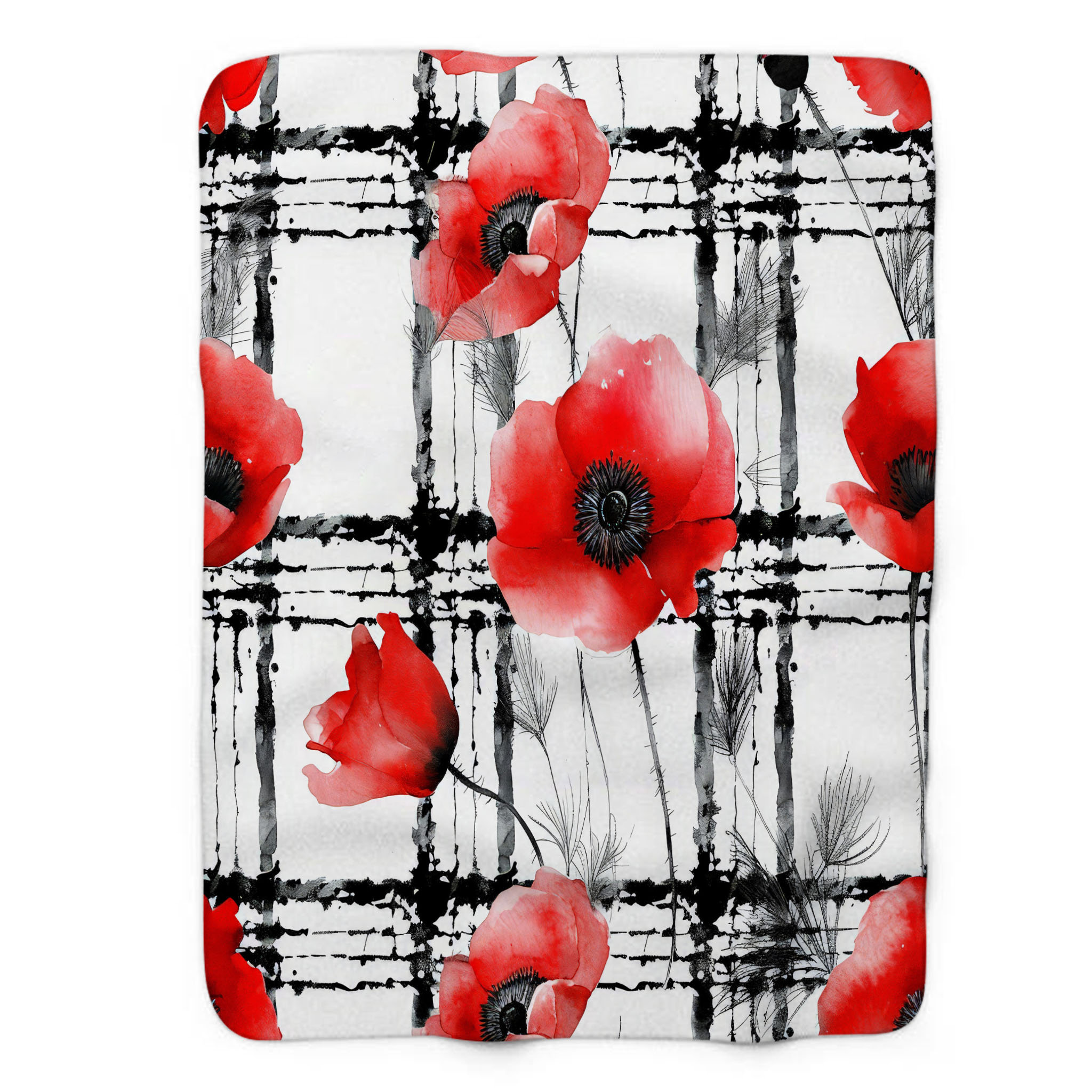 MentionedYou Pastel Poppy Blossoms - 1 Piece Premium Sherpa Bla Throw ...