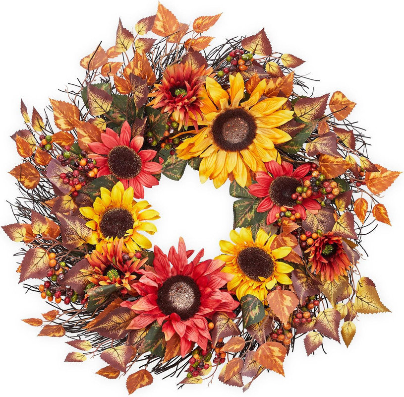 The Holiday Aisle® 24 Inch Fall Wreath for Front Door, Harvest Wreath ...