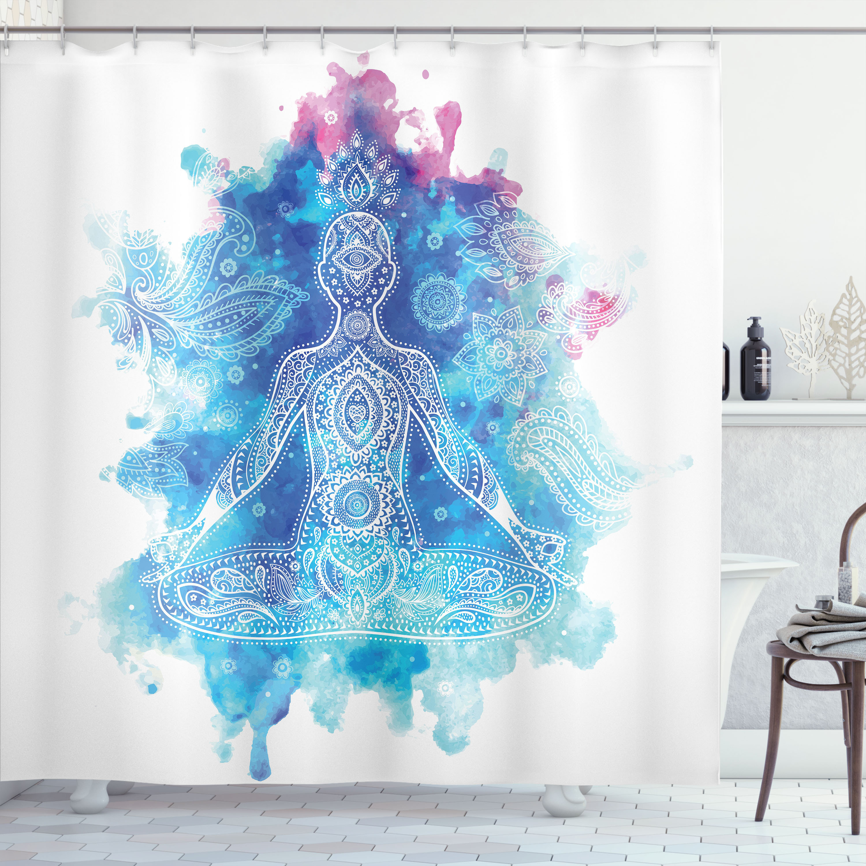 Ambesonne Colorful Shower Curtain Damask Stencil Mandala | Wayfair