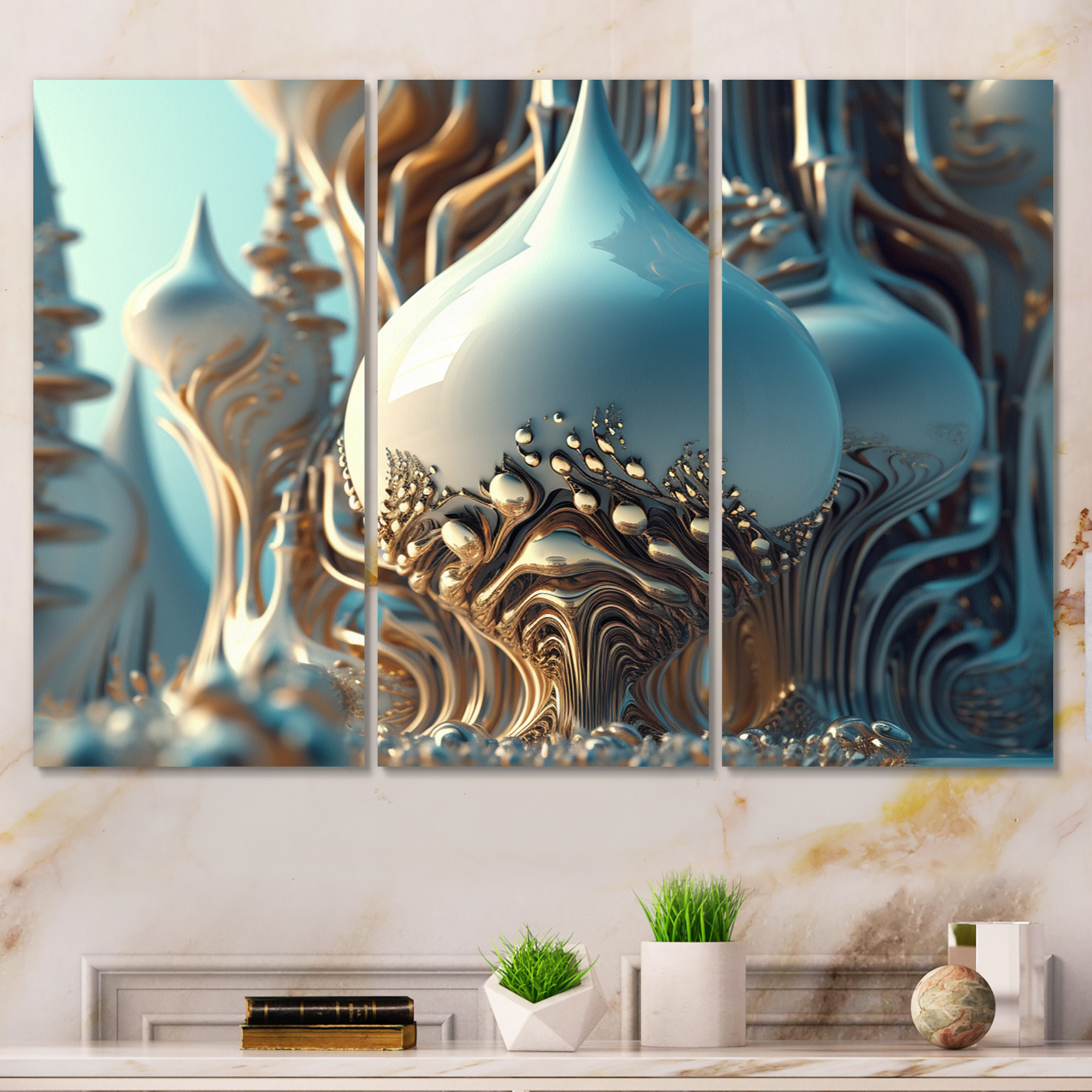 Latitude Run® Fractal Turquoise Cosmic Architecture - Fractals Wall ...
