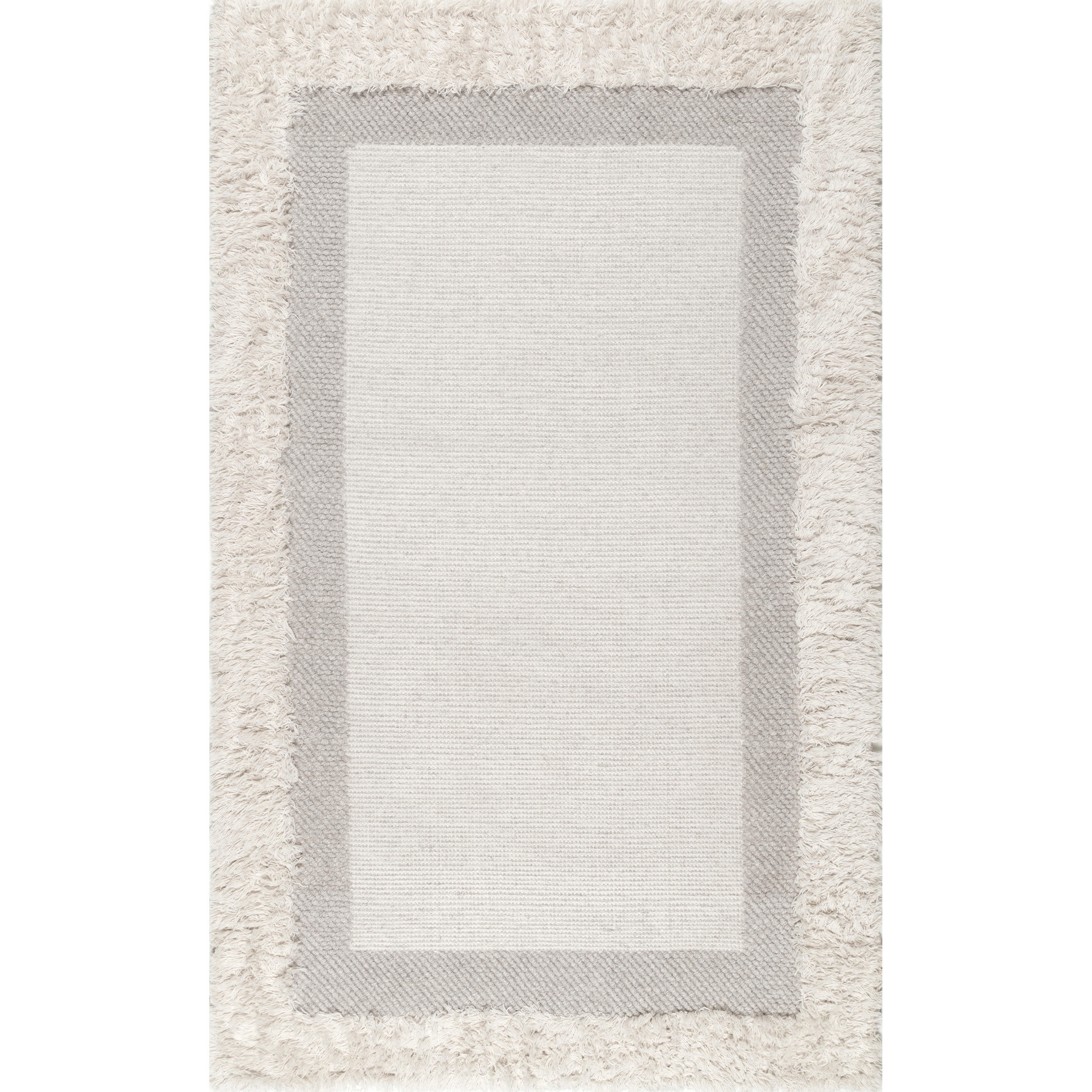 Joss & Main Joan Handmade Wool Ivory/Cream Shag Bordered Area Rug ...