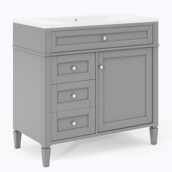 Charlton Home® Clancie 36'' Single Bathroom Vanity with Ceramic Top ...