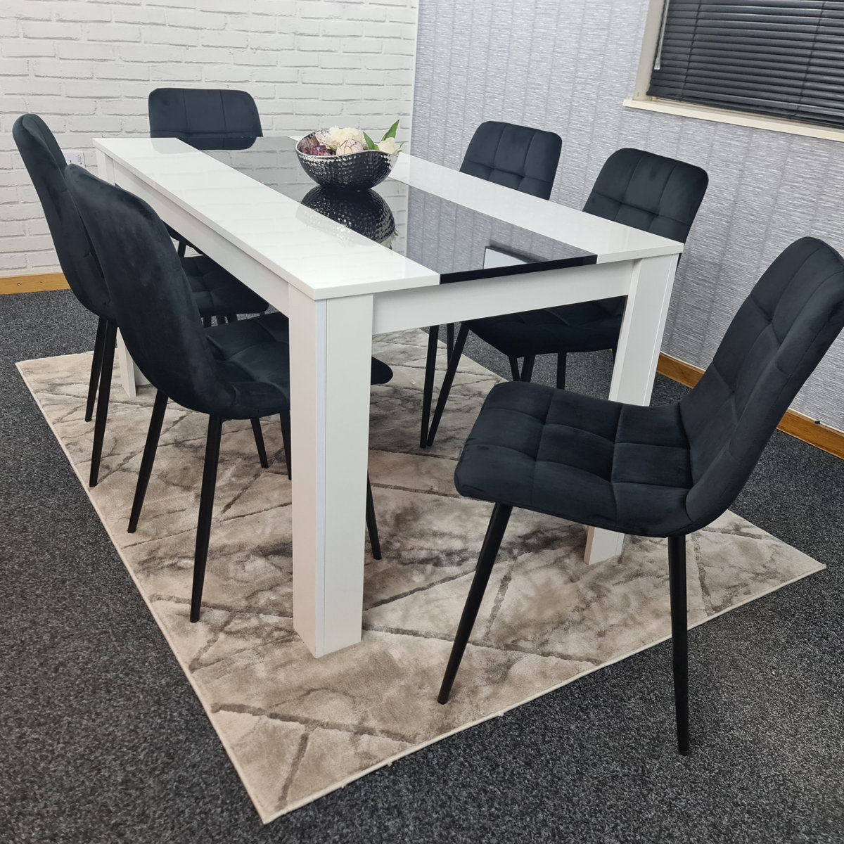 Fairmont Park Dining Table 7 Piece Set Wooden White And Black Table ...