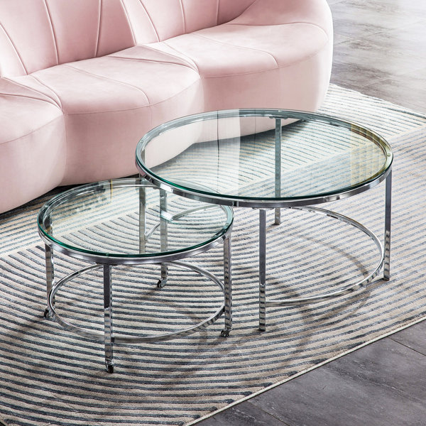 Round Glass Top Nesting Coffee Table Coffee 27 Branchement 1