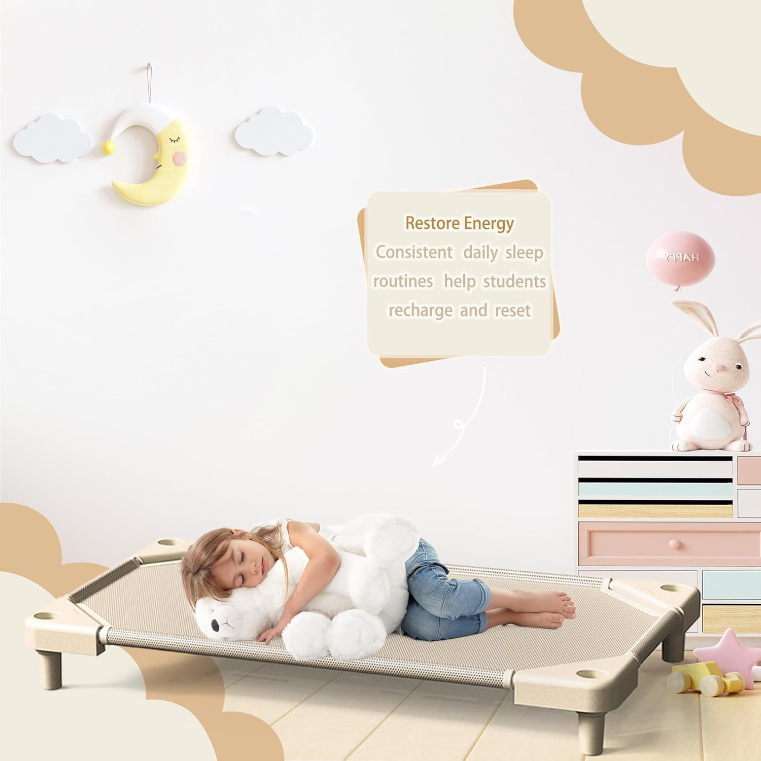 RAPTIZ Daycare Cots,Stackable Preschool Cot For Kids (4 Packs,Vivid ...