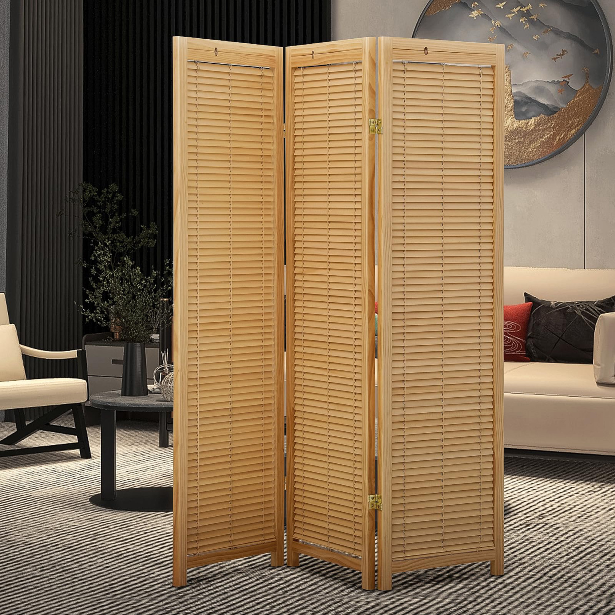 Red Barrel Studio® 3-Panel Folding Room Dividers with Adjustable Blinds ...