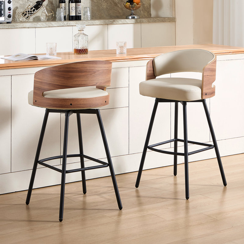 Corrigan Studio® Modern Swivel Faux Leather Counter Stools with ...