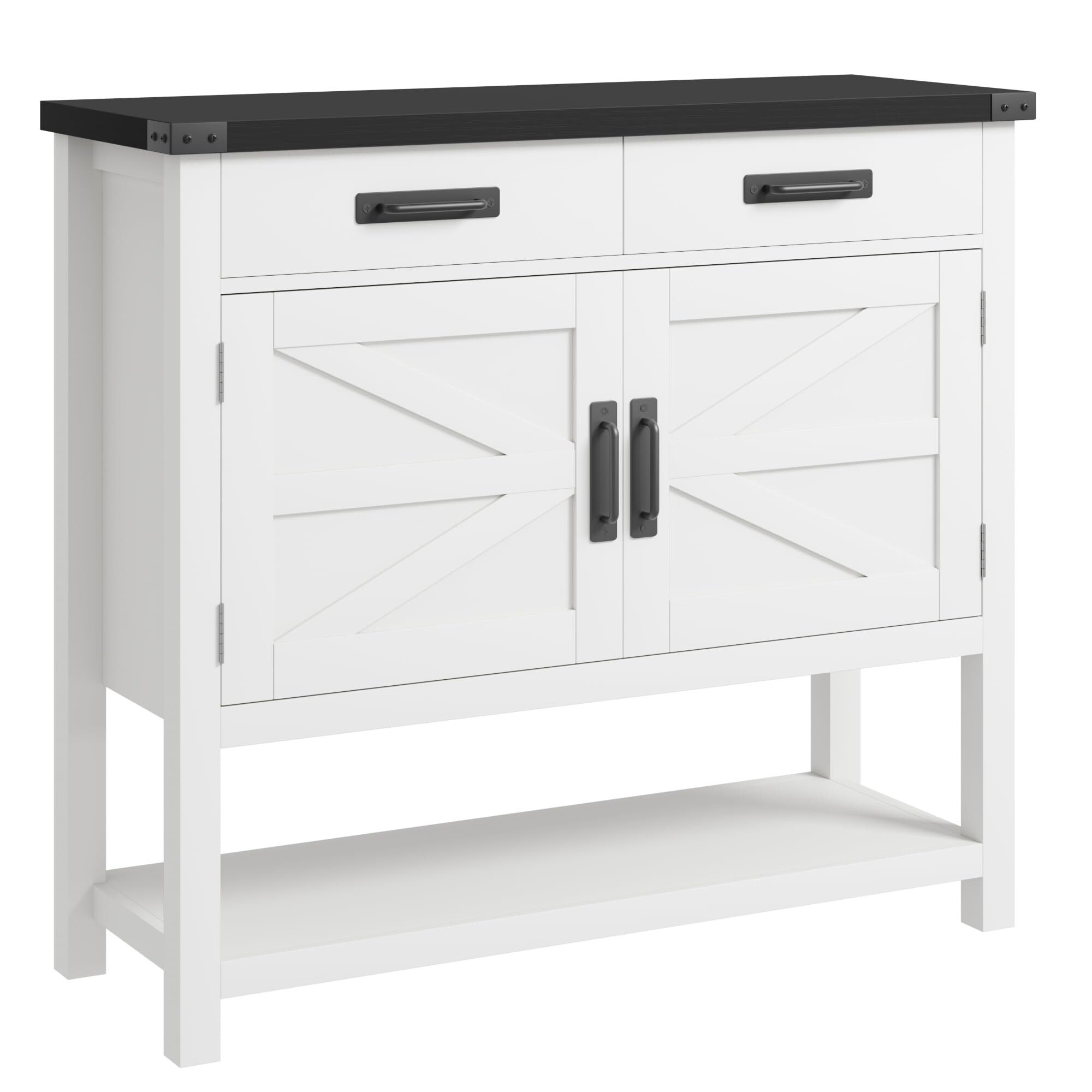 Gracie Oaks Farmhouse Entryway Table With 2-Door Cabinet & 2 Drawers ...