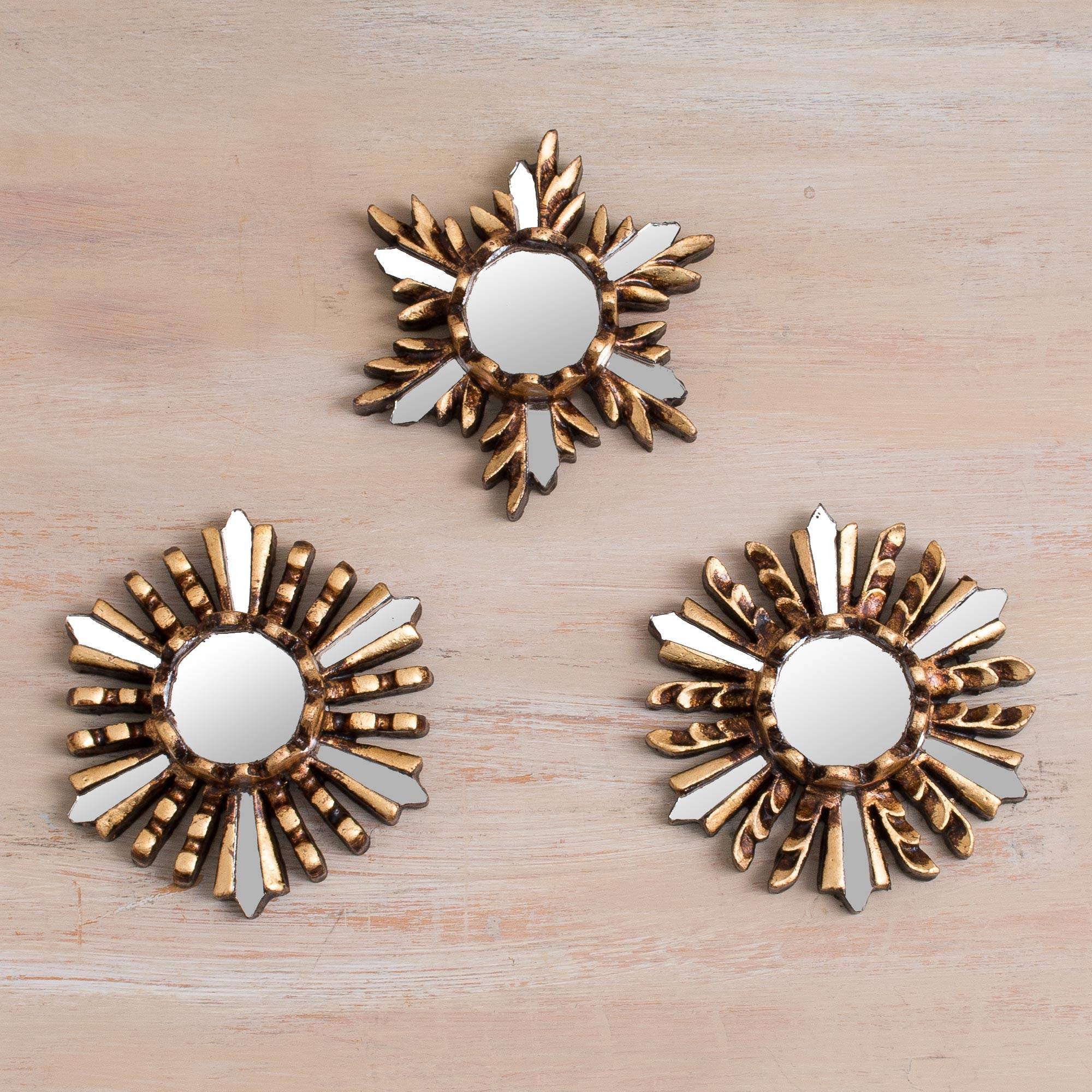 Dakota Fields 3 Piece Golden Snowflakes Mirror Set | Wayfair