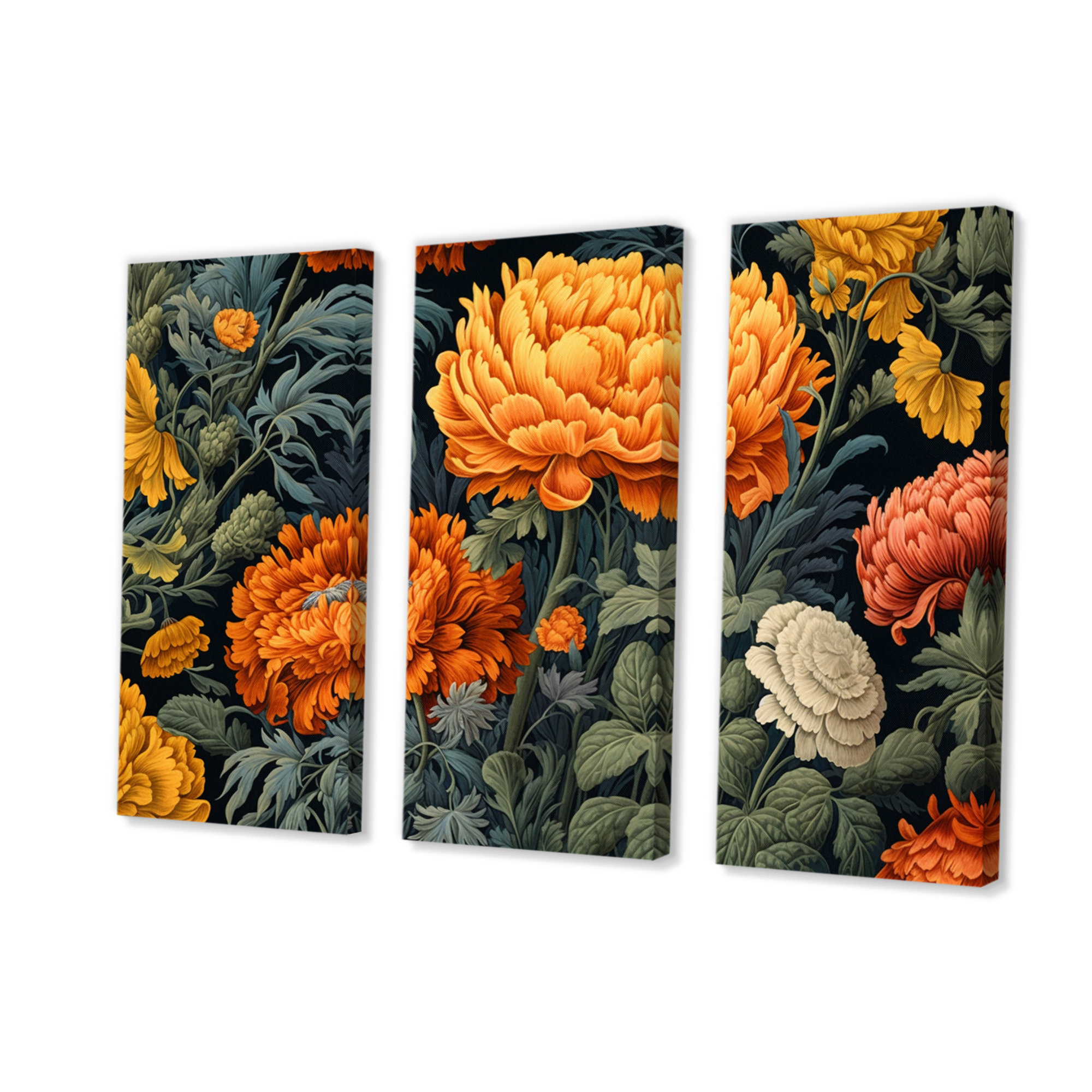Winston Porter Orange Green Marigold Brilliance II On Canvas 3 Pieces ...