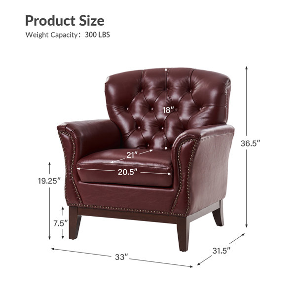 Wildon Home® Nariana Traditional Genuine Leather Chair with Solid Wood ...