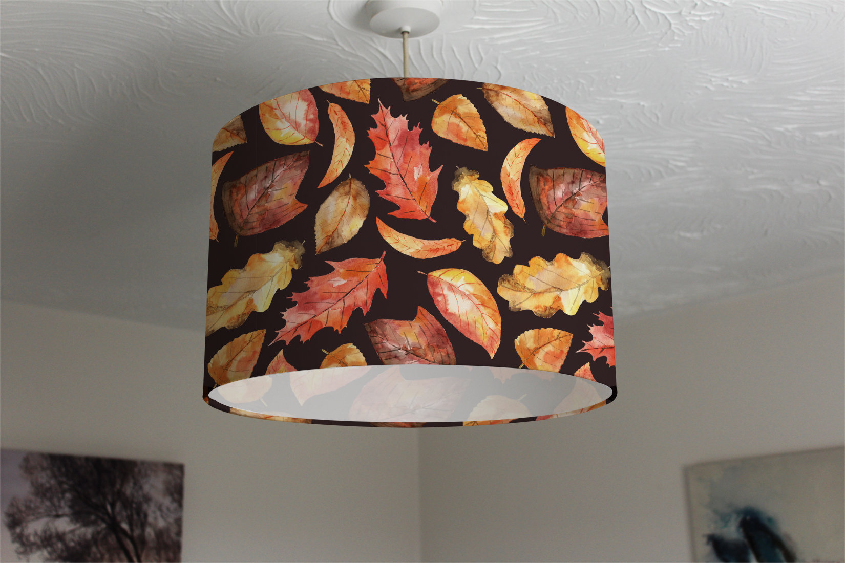 Ebern Designs Autumn Leaves Cotton Drum Lamp Shade | Wayfair.ie