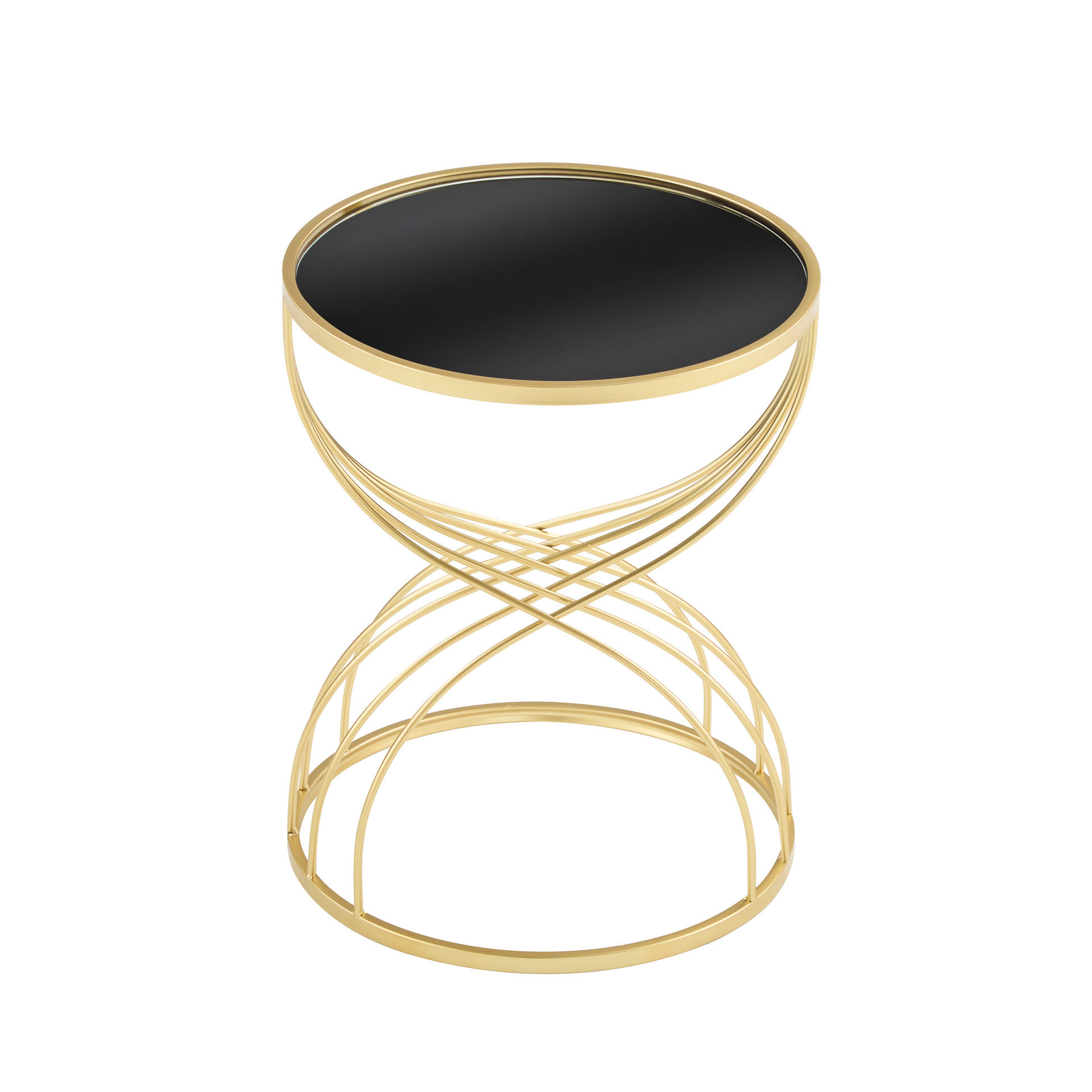 Mercer41 Stylish Side Table With Black Mirror Surface And Golden Metal ...