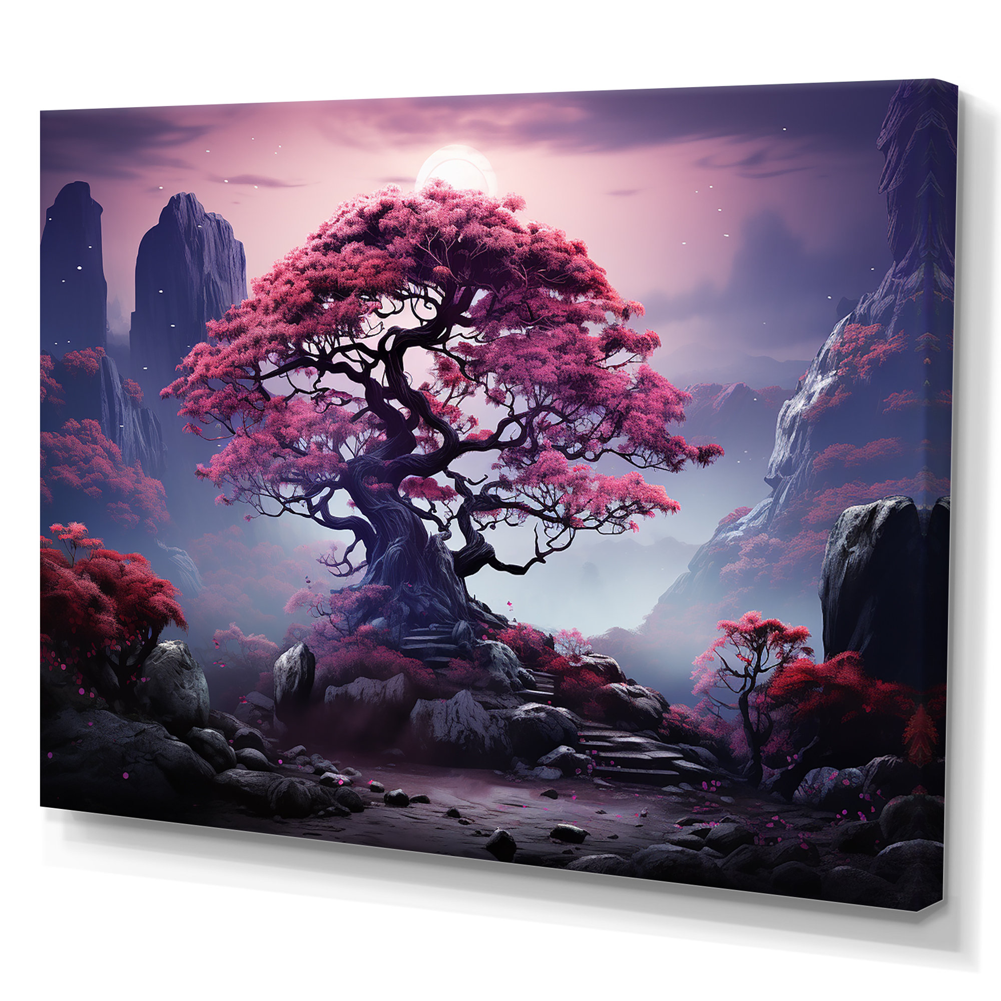 Design Art Mystic Pink Trees In Amethyst Landscape III On Canvas Print ...