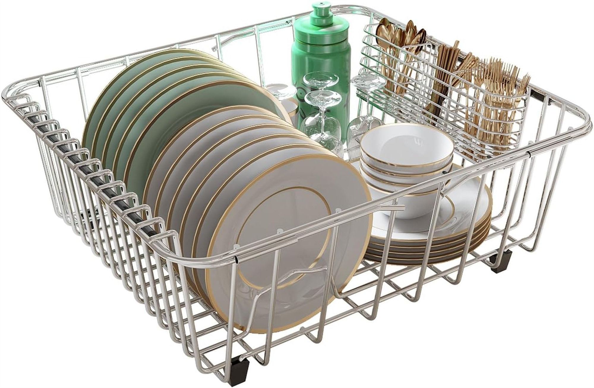 doitbest Adjustable Over Sink Stainless Steel Dish Drying Rack For 3-6 ...