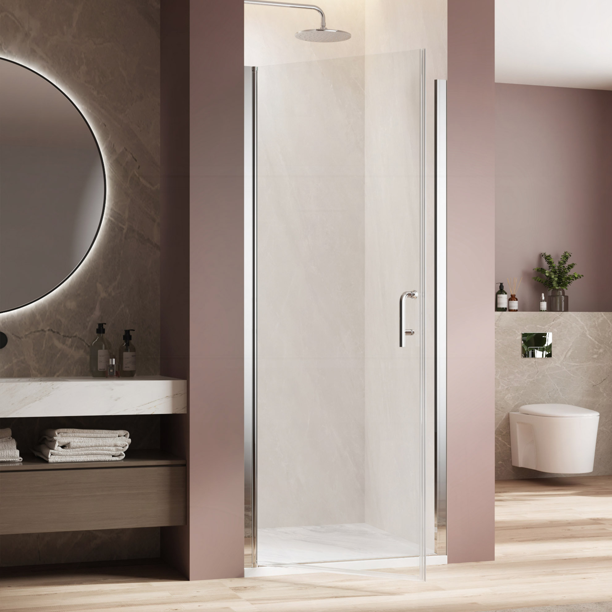 weixunguang Chrome Pivot Swing Single Glass Panel Shower Door 34 In.W X ...
