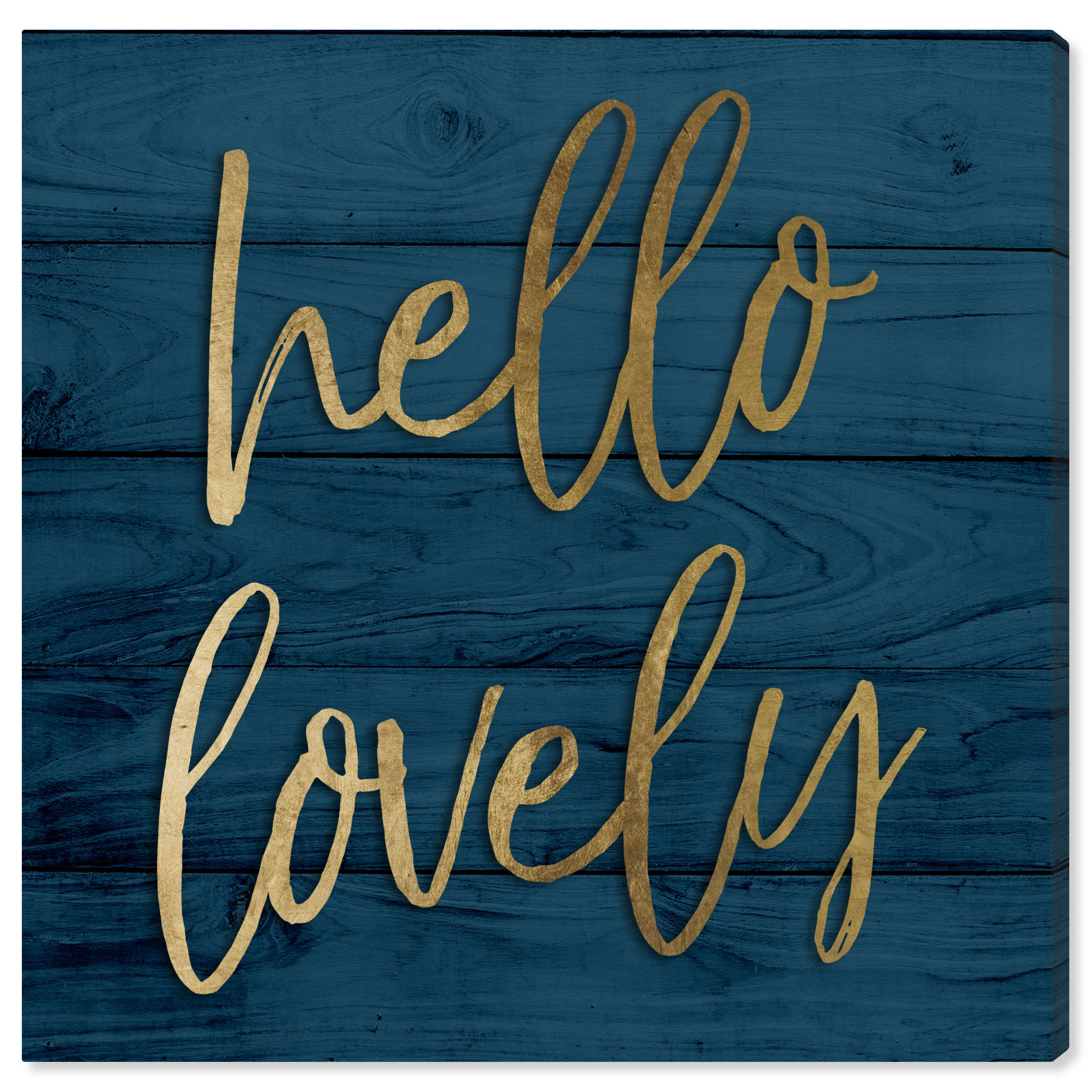 Oliver Gal Prints Hello Lovely Gold and Teal, Hello Lovely Handscript ...