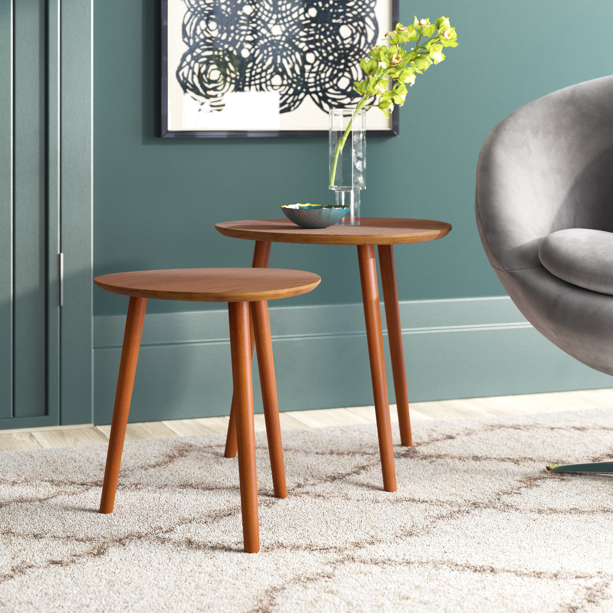 Wade Logan Amethist 2 Piece Nesting Tables with Solid Wood Legs ...