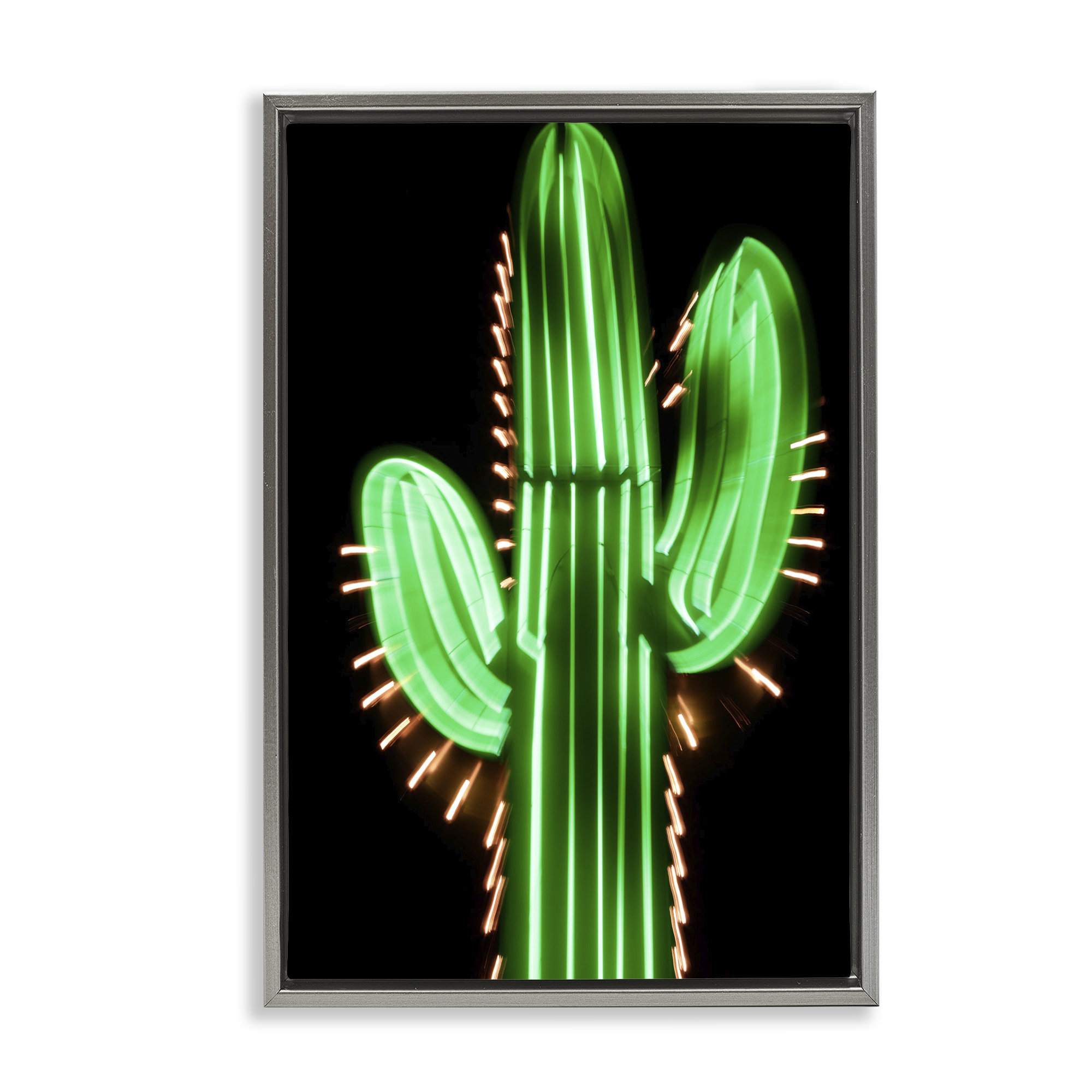 Wrought Studio™ Neon Lights Cactus Floater Canvas by Danita Delimont ...